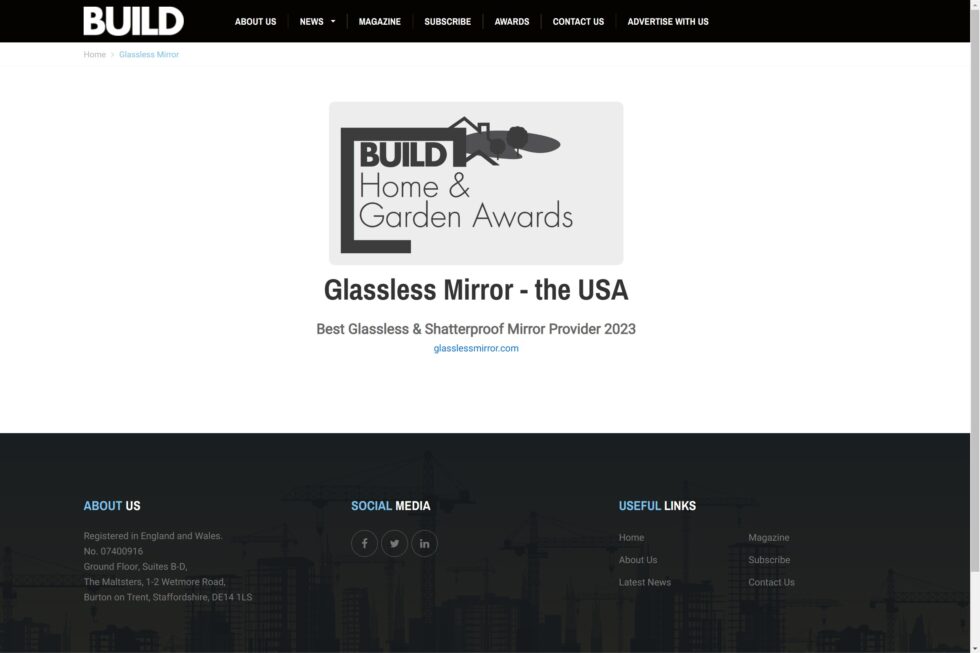 Build Magazine awarded Glassless Mirror Best Glassless & Shatterproof ...